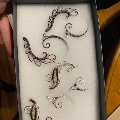 Pair of Wire Wrapped Ear Cuffs Neptune Ear Cuffs With Blue - Etsy