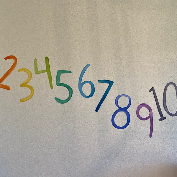 Rainbow Watercolor Numbers - Fabric Wall Decal - Color Story - Mej Mej ...