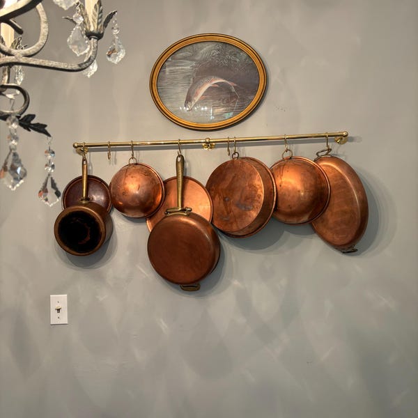 Rustic Ceiling-mounted Rod With S-hooks, Solid Unlacquered Brass ...