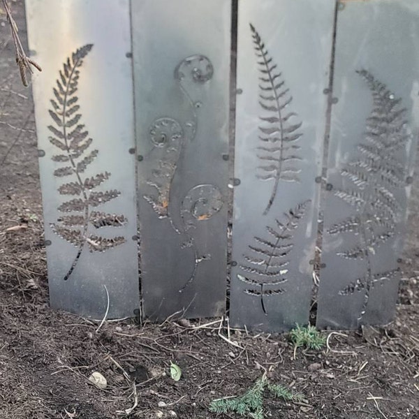Fern Panel, Rusty Privacy Screen, Garden Panel, 48x12" With Stakes ...