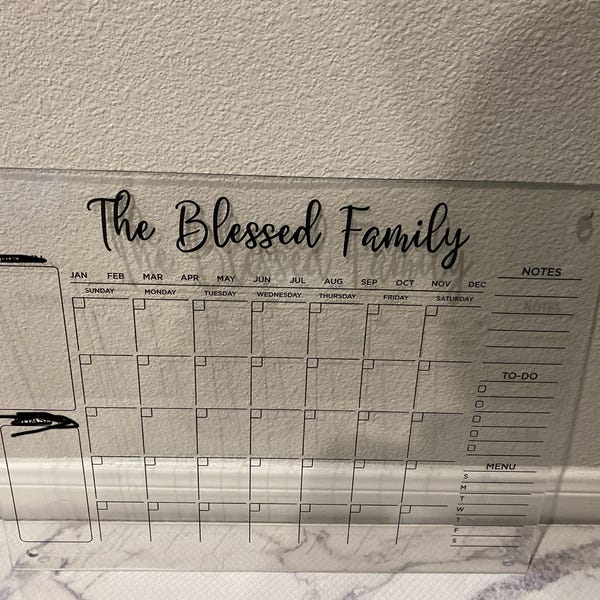 Dry Erase Calendar | Acrylic Planner for Wall | Monthly & Weekly ...