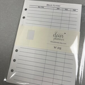 PRINTED Contacts Info Insert Address List Refills Half Letter Planner ...