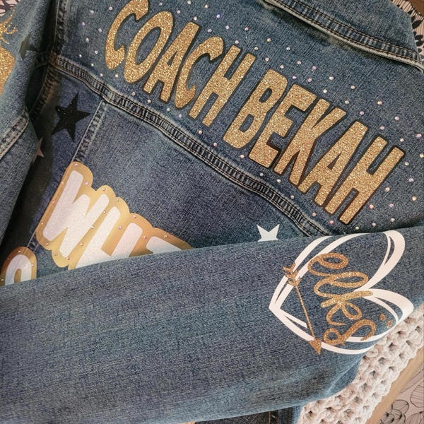 Jersey Number Game Day Denim Jacket: Sport Mom Rhinestone Jean Jacket ...