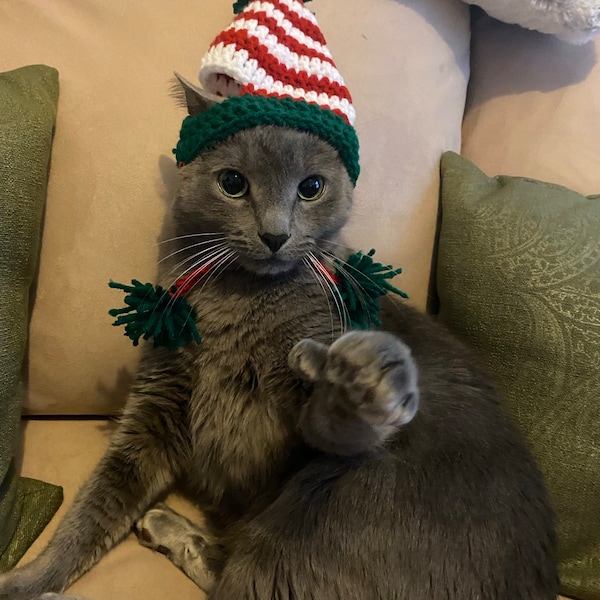 Crochet Pattern: Elf Hat for Cats, Cat Elf Hat Pattern, Christmas ...