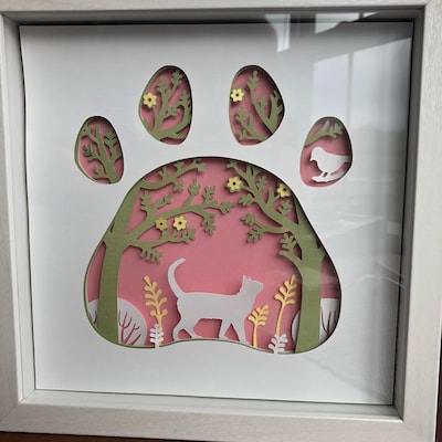 Cat Paw Shadow Box SVG, 3d Papercut SVG, Layered Paper Art Template ...