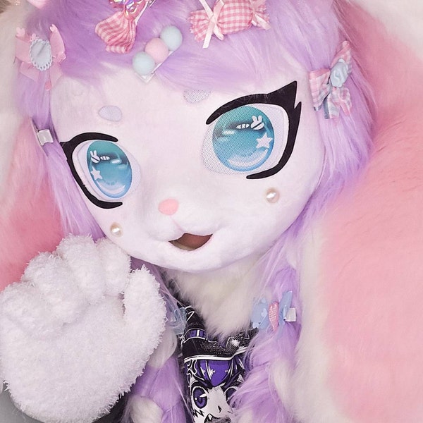Candy Lavender Bunny Kigurumi Fursuit Furry Head Kig Style,white Bunny ...
