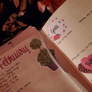 February Monthly Bullet Journal Sticker Kit Valentines Themed Stickers ...