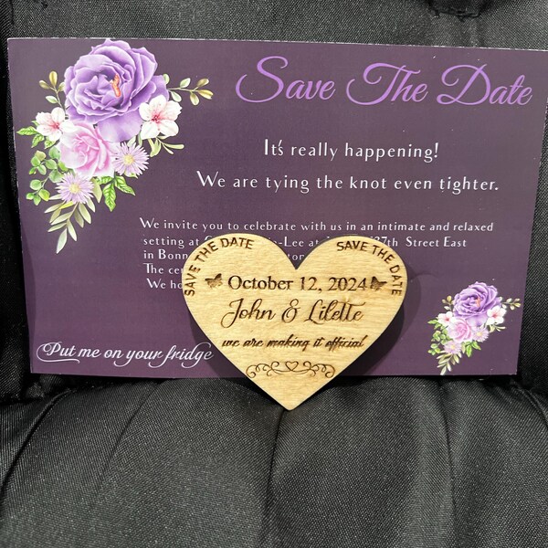 Wood Save the Date , Calendar Floral Save the Date, Wedding Magnet ...