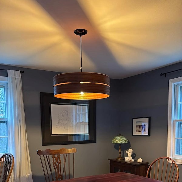 Wood Pendant Light | MCM Pendant Light | Chandelier | Ceiling Light ...