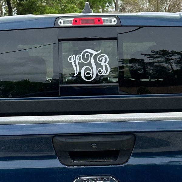 Glittery Custom Monogram Car Window Decal Vine Personalized Initials ...