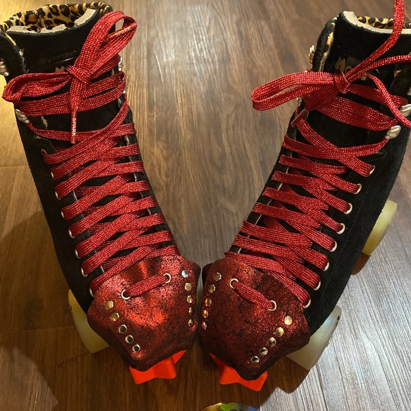 Red Glitter Suede Roller Skate Toe Caps / Toe Guards (pair) by ...