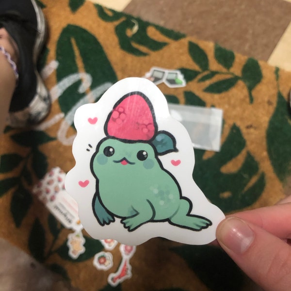 Raspberry Hat Frog Sticker / Fruit Frog Sticker / Toad Sticker / Cute ...