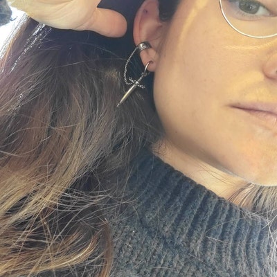 Sword Earring With Ear Cuff , Dagger Earring, Sword Hoop Earring, Hoop ...