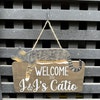 Welcome to the Catio Wood Sign, Cat Head Sign, Cat House Sign, Wood Cat ...