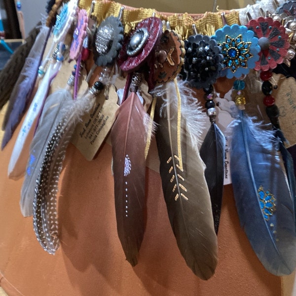 Miniature Feathers, a Bunch of Small Tiger Striped Feathers, Orange ...