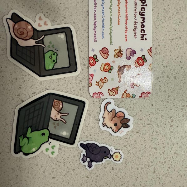 Date Night Clear Sticker Set of 2 / Snail and Frog Stickers / Cute ...