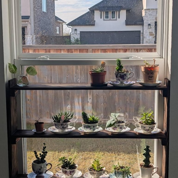 Multi-layer Rustic Window Sill Shelf for Succulents, Wandering Jew ...