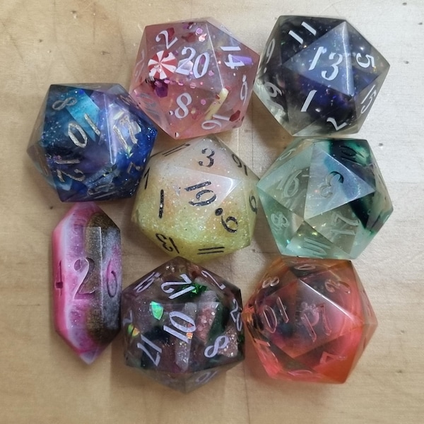 Sahuagin Glamour-core | Liquid Core Giant D20 Dice | Choose Your Inking ...