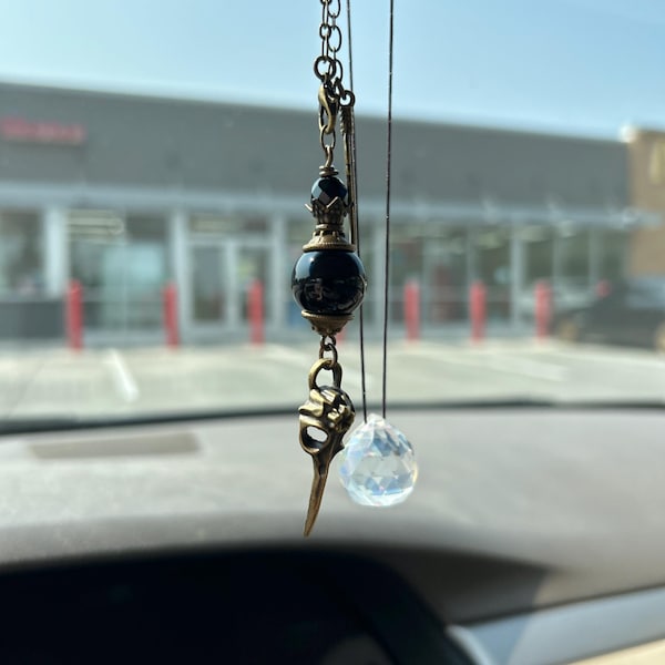 Pink Car Accessories, Rose Quartz Heart Car Mirror Charm, Rear View ...