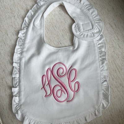 Monogrammed Ruffle Baby Bib, Personalized Bibs, First Birthday Bib ...