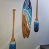 Wood Live Edge Floating Shelves With Ocean Waves Coastal Beachy Room ...