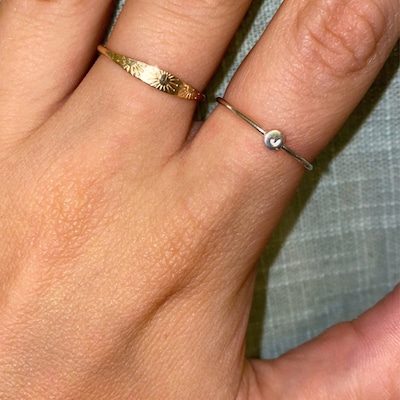 Tiny Initial Ring Stacking Initial Ring Small Gold Initial Ring Silver Stacking Ring ...