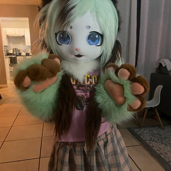 Green&brown Kigurumi Fursona Head and Paws Set | Furry Fursuit ...