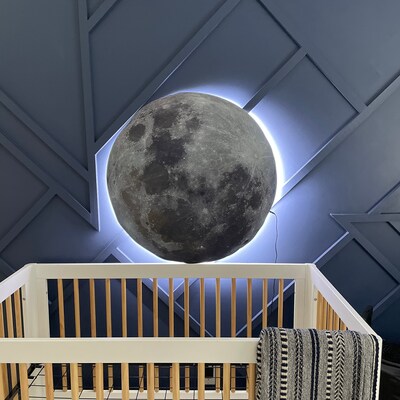 Moon Led Sign Wall Art Decor Glow in the Dark Wall Art Moon Light up 3D ...