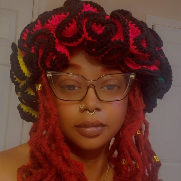 Handcrafted Crochet Ruffle Ruffle Hat- Rastafarian-themed - Etsy
