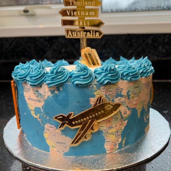 World Map Globe Edible Print Cake Wrap Icing Sheet Topper Travelling ...