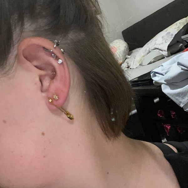 Indy- Triangle Dangle Hoop, Cone Dangle Hoop, Triangle Huggie Hoop ...