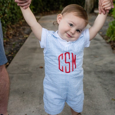 Boys Jon Jon, Baby Boy Summer Outfit, Baby Boy Jon Jon, Seersucker ...