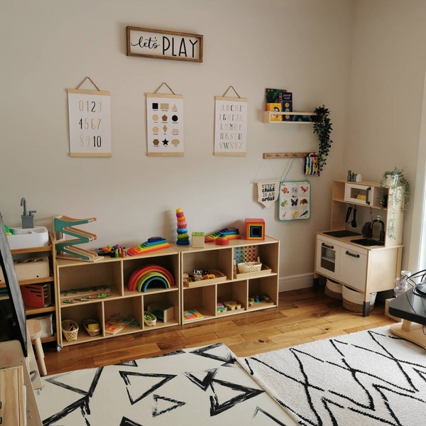 Black and White Canvas Art Decor Kids Room, Alphabet Numbers and Shapes ...