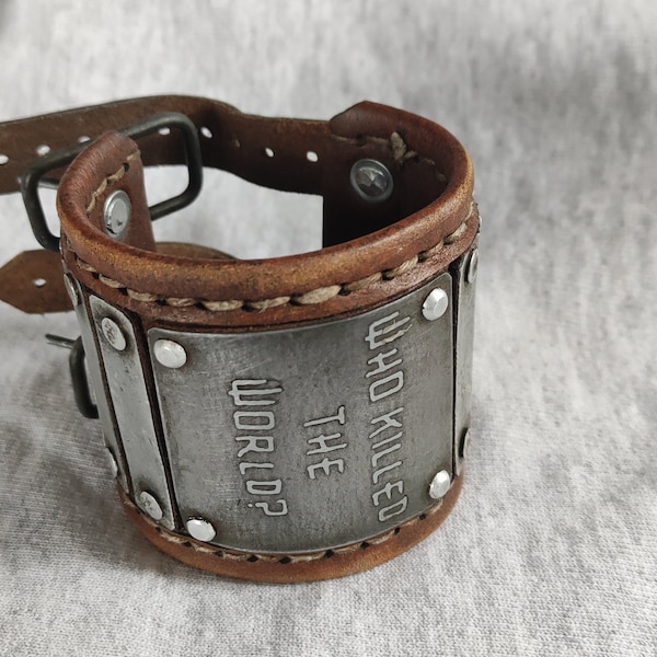 Leather Ethnic Bracelet - Post Apocalyptic Wristlet - Wasteland ...