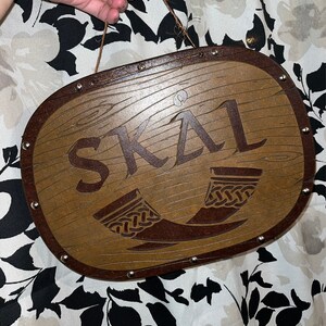 Skål Bar Sign, Viking Home Decor, Skal Norse Gift, Drinking Horn Wall ...