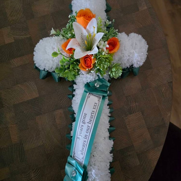 Funeral Flowers Casket Coffin Spray Tribute Wreath Artificial Silk ...