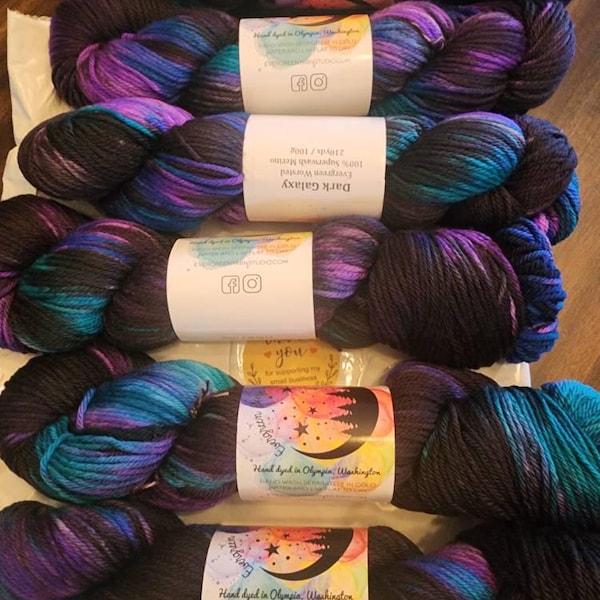Dark Galaxy | MADE TO ORDER | Hand Dyed Yarn, Indie Dyed Yarn, Sock ...