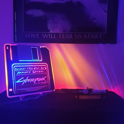 Cyberpunk 90s Floppy Disk Game Room Decor Retro Diskette Wall Night ...