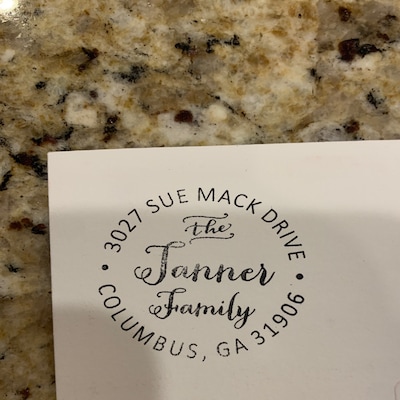 Round Address Stamp, Custom Circle Address Stamp, Round Calligraphy ...