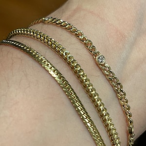 Solid 10K Gold Ladies Bracelet, Stackable Gold Bracelets, Curb Bracelet ...