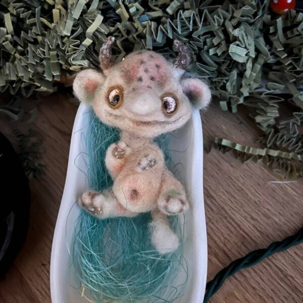 GARGOYLE Goblin Miniature Troll Creepy Doll Baby Needle Felted Animal ...