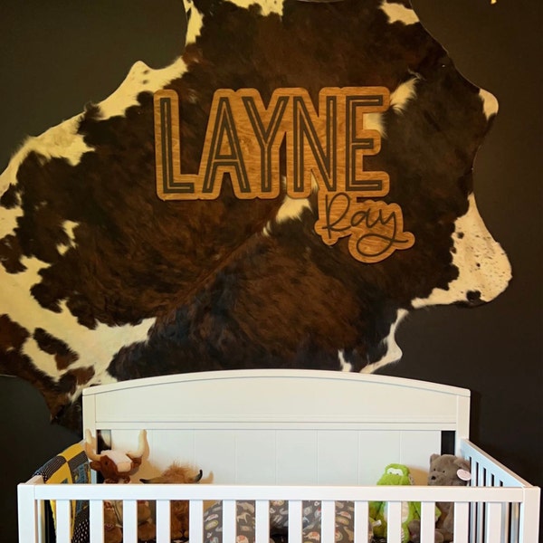 Outline Name Sign, Wooden Name Sign, Large Wood Name Sign, Nursery Wall ...