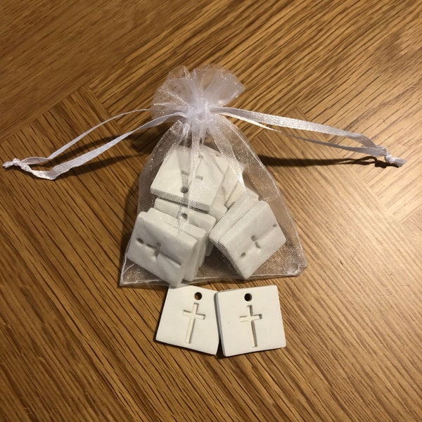 White Square Clay Cross Charms for DIY Bomboniere Favors - Etsy