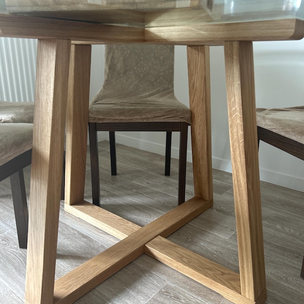 Oak Table Legs for Round Tables – Solid Wood Base 40x80mm – Fits Wood ...
