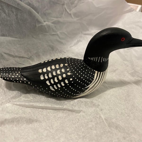 Mini Loon- 5"l - Hand Carved Wooden Bird Ornament - Etsy