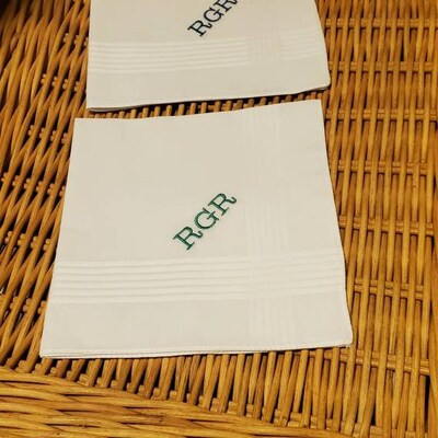 Personalized EMBROIDERED Mans Handkerchief With Three Letter MONOGRAM ...