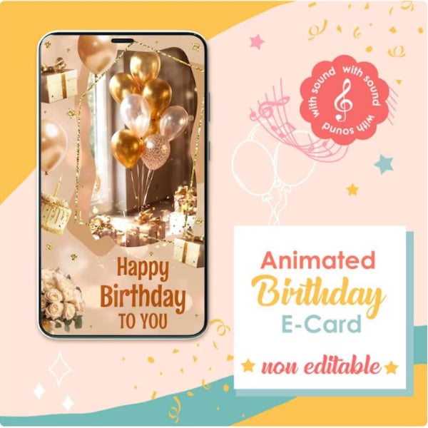 Minimalist Animated Birthday Card | Simple Digital Ecard | Instant ...