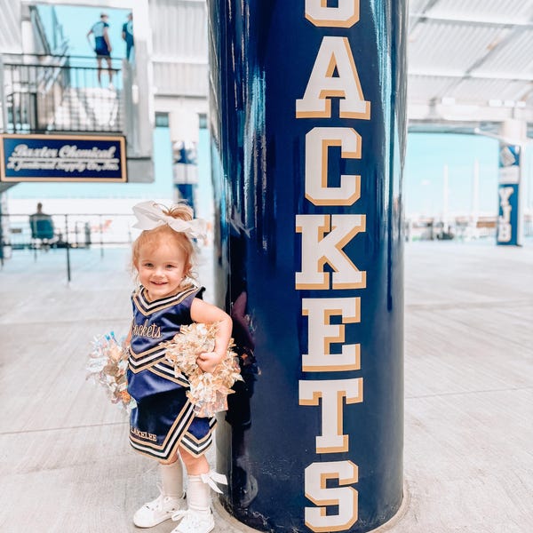 Navy & Gold Cheer Uniform, Customized Cheerleading Uniform, Girls Cheer ...