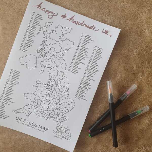 UK Postcode Sales Map, Business Sales Map, Colour in Maps, Etsy Sales ...