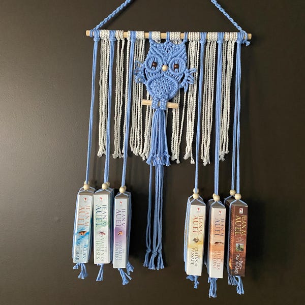 Macrame Book Holder, Macrame Owl, Room Décor, Hanging Bookshelf, Mid ...